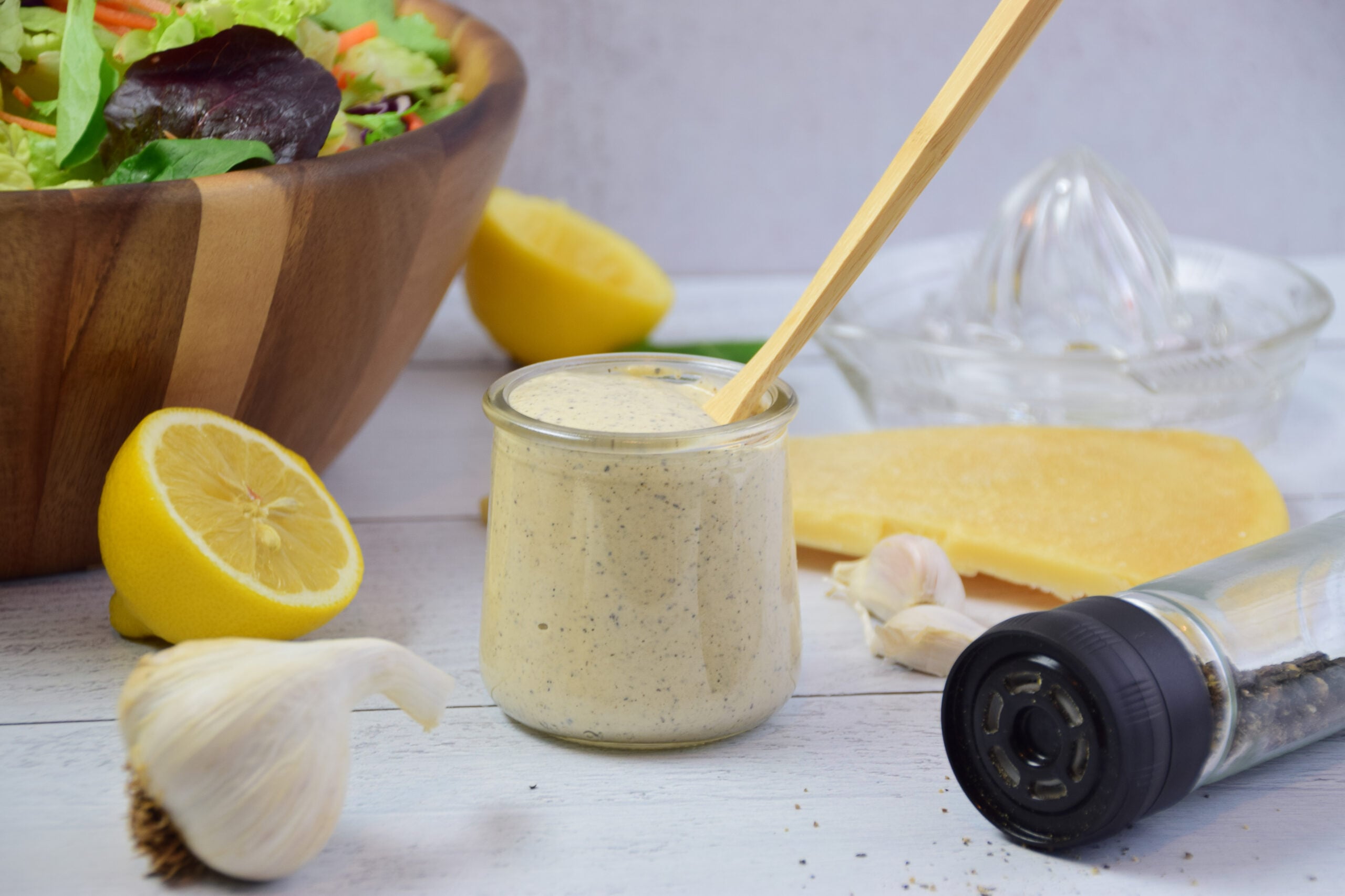 Garlic Pepper Parmesan Salad Dressing Inspired by The Changing Scene