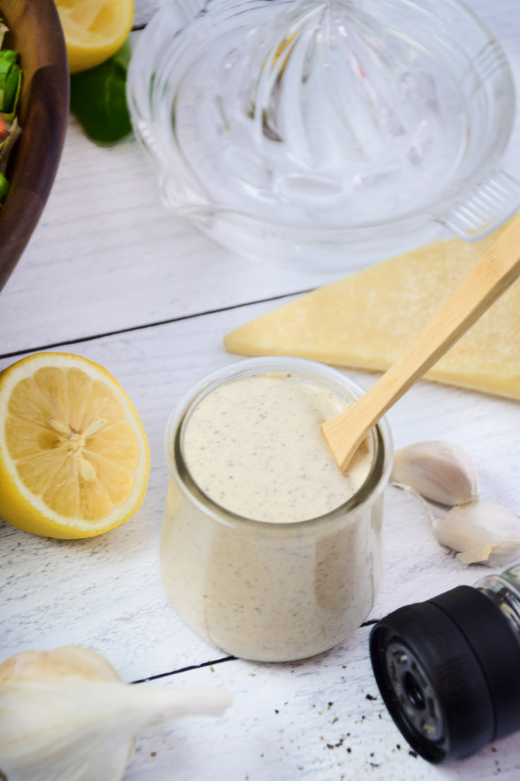 Garlic Pepper Parmesan Salad Dressing Inspired by The Changing Scene